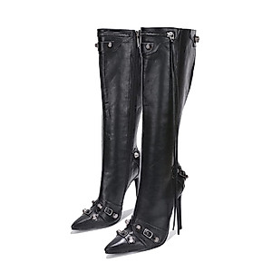 Cape Robbin Women Knee High Boot with Tassel Zipper POFIN - BLACK 11