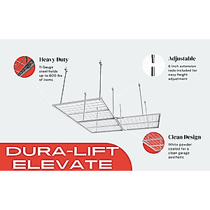 DURA-LIFT Elevate Adjustable Height Overhead Garage Door Ceiling Triple Platform (31 in. W x 93 in D)