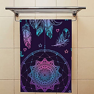 Vantaso Boho Indian Dream Catcher Feathers Hand Towels Set for Bathroom Kitchen Towels Microfiber Bath Towel Absorbent Fingertip Towel Multiprupose for Guest Gym Spa and Bar 30 x 15 inch