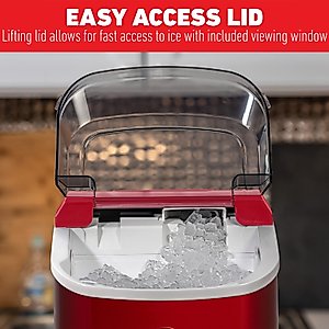 Deco Chef 33LB Per Day Countertop Ice Maker, 1-Click Automatic Operation, Self-Cleaning, Chewable Soft Nugget Ice, Red Stainless