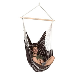 Amazonas Brasil Hammock Swing Chair | Indoor & Outdoor Hammock with Spreader Bar for Patio, Porch, Bedroom or Backyard | Luxury Swing Hammock Chair | Handwoven in Brasil | Max 330 lbs, Mocca