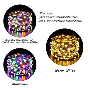 ER CHEN Color Changing Battery Operated Fairy Lights, 33ft 100 LED 8 Modes Silvery Copper Wire Twinkle String Lights with Remote/Timer for Bedroom, Patio, Wedding, Party (Warm White&Multicolor)