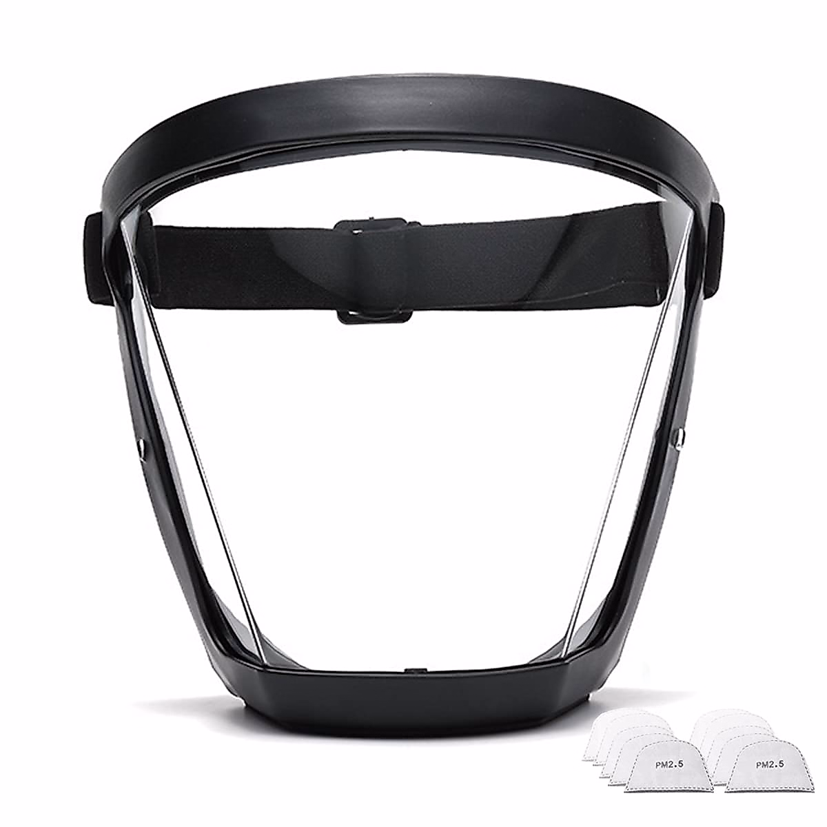 FULIER Transparent Face Mask Anti-Fog Outdoor Full Protection Face Shield HD Clear Mask Replace Safety Glasses (Black)