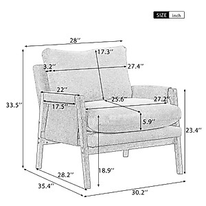 HESIEU Mid Century Modern Office Chair Conference Chair Reception Chair Solid Rubber Wood Frame Velvet Upholstered Reading Chair Armchair Suitable for Living Room, Studio, Office (Grey)