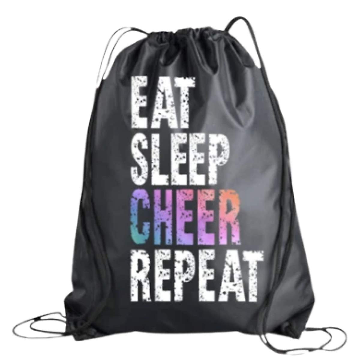 Sportybella - Cheer Drawstring Bag - Eat Sleep Cheer Repeat, Cheerleading Competition Bag, Sport Cinch Sack, Gift for Cheerleaders
