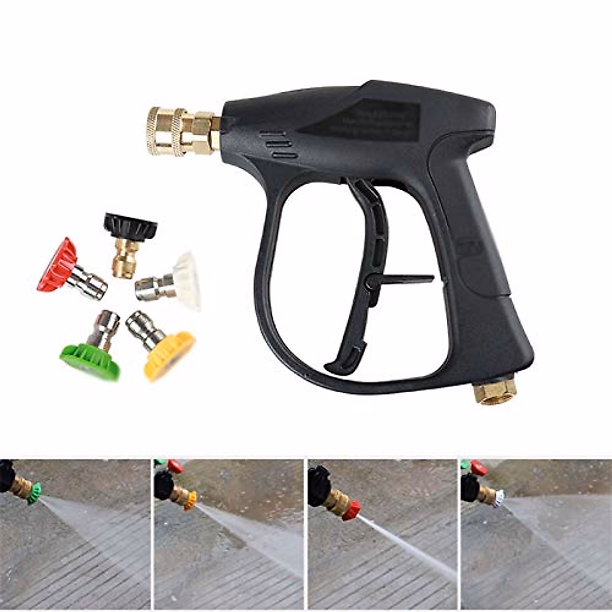 One Piece of Car Washing Machine ID22 X 1.5 Mm High Pressure Car Washing Machine Spray Gun Snow Foam Lance 1/4" Quick Release Connector Water Gun for Car Cleaning (Color : Gold)
