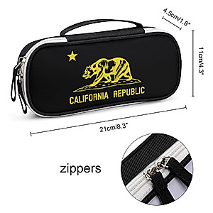 California Republic Printed Pencil Case Bag Stationery Pouch with Handle Portable Makeup Bag Desk Organizer