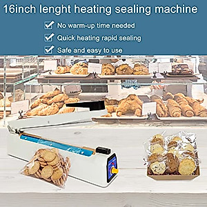 Impulse Heat Sealer 16 inch Mylar Bag Sealer, Heat Sealer for Plastic Bags, Metal Iron Shell, Impulse Sealer 3mm Sealing, Manual Hot Seal Machine with 8 Free Repair Kits(Included 4 Cutter Lines)