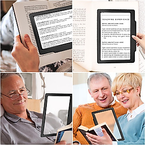 5X Large Page Magnifying Glass for Reading, Full-Page Viewing Area Magnifier Handheld Lightweight Magnifier for Reading Seniors and Low Vision Person Silver