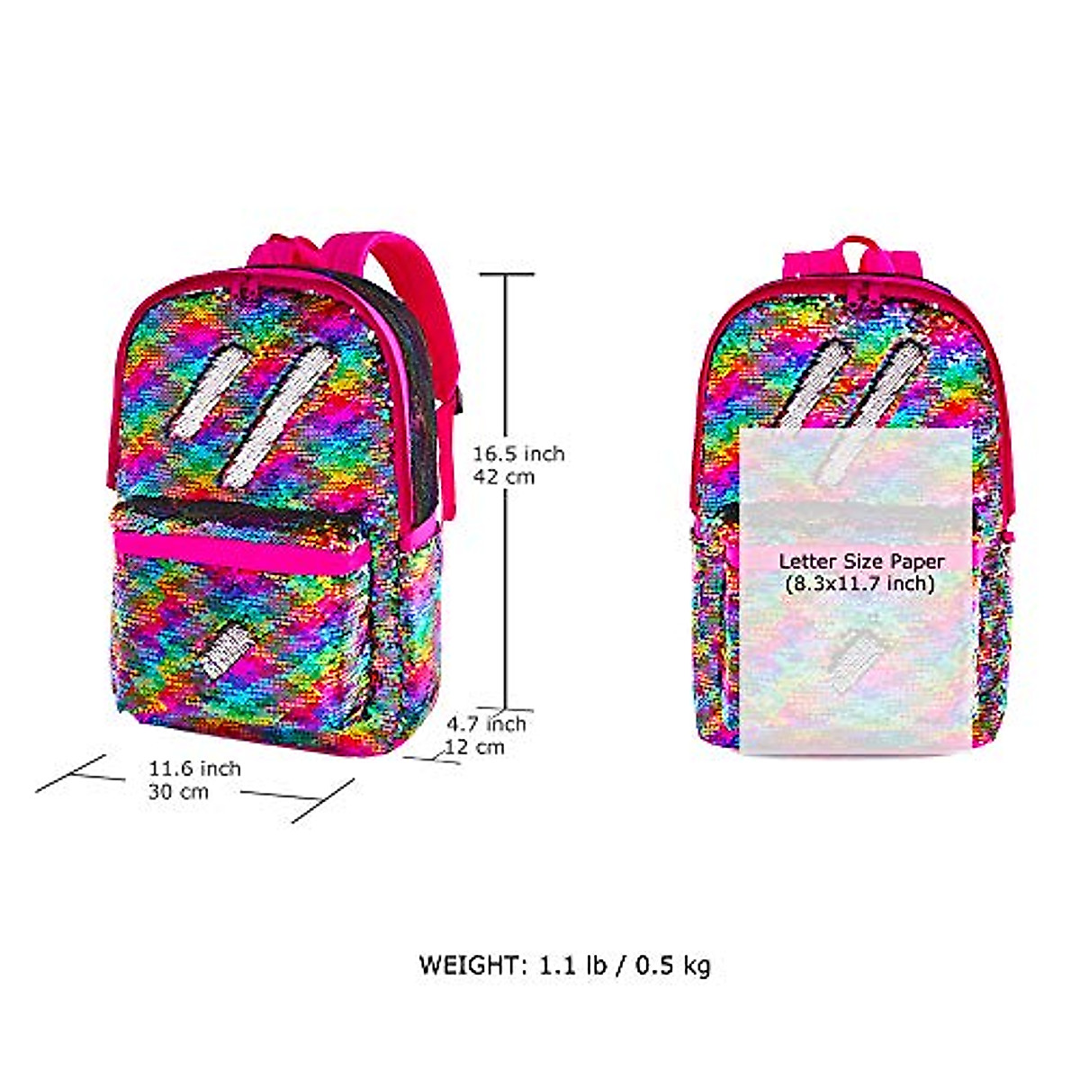 Flip Sequin Backpack for Girls Kids Kindergarten Elementary Middle School Bookbag Cute Spark Book Bags Teen Travel Outdoor Daypack Back Pack(Rainbow)