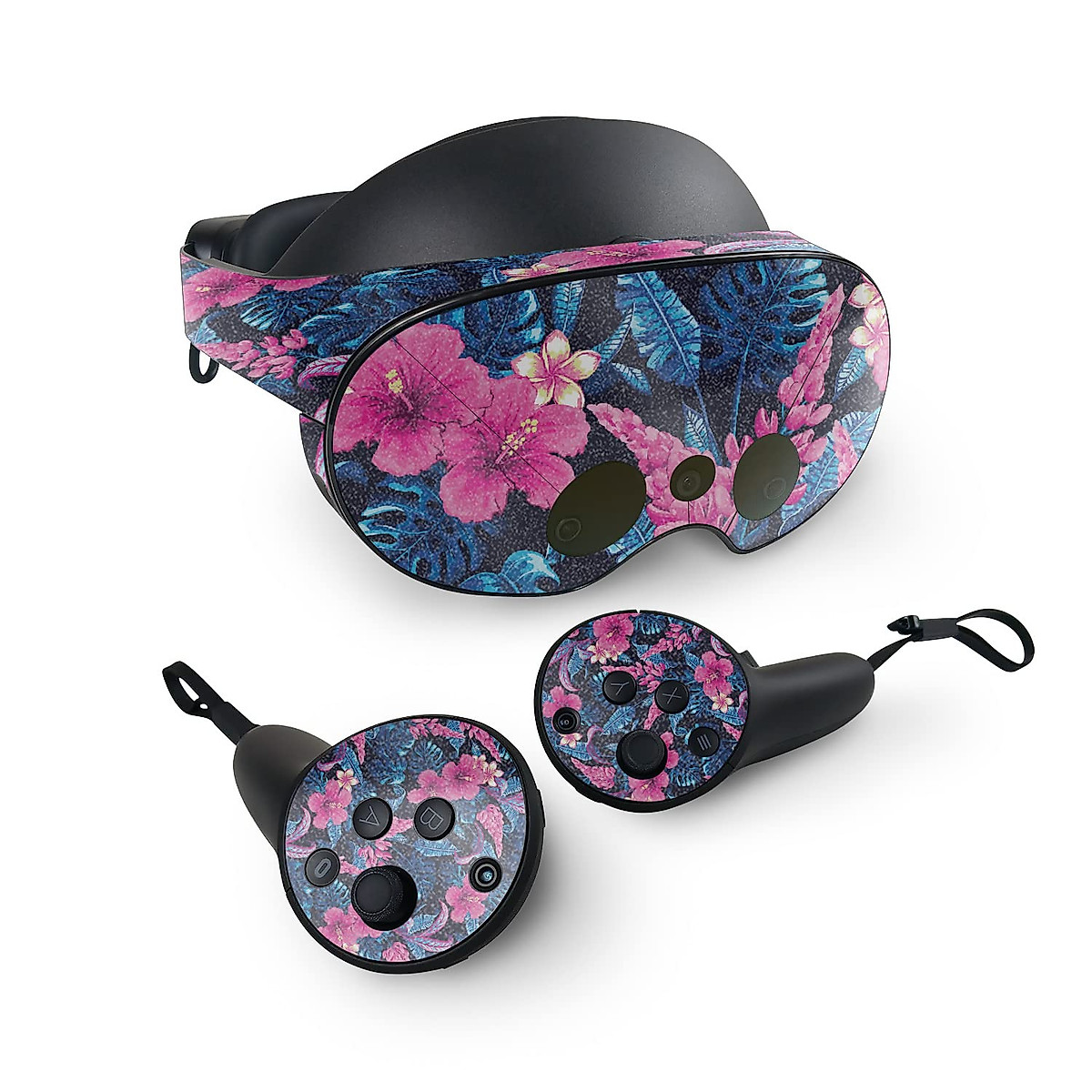 MightySkins Glossy Glitter Skin Compatible with Meta Quest Pro - Contrast Hibiscus | Protective, Durable High-Gloss Glitter Finish | Easy to Apply, Remove, and Change Styles | Made in The USA