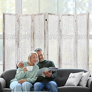 Salfanre 6 Panel Room Divider, Room Divider Screen, Room Divider Panel, Folding Screen Room Divider, 5.6 Ft, White