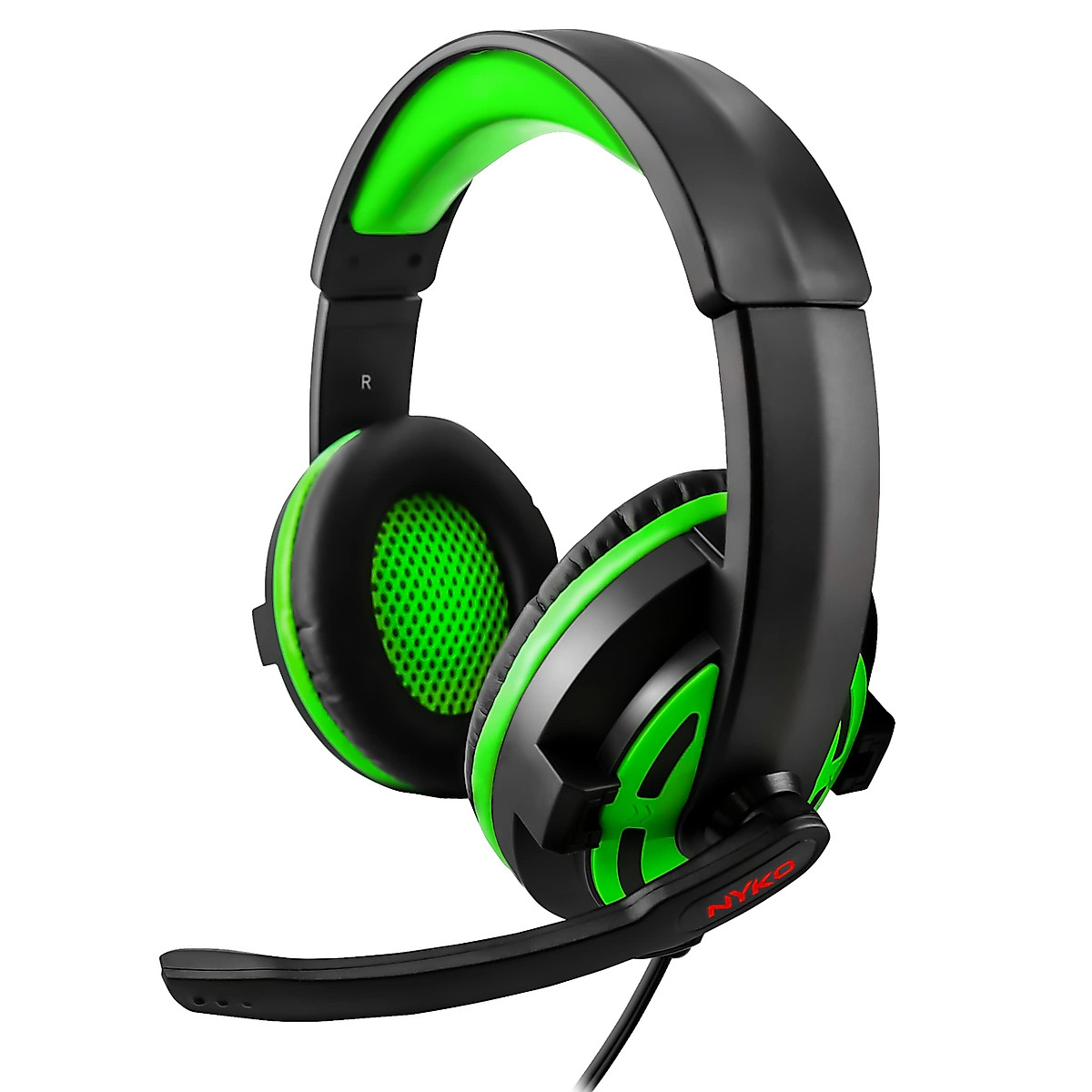 Nyko NX-2600 Wired Headset for Xbox One - Lightweight Headphones w/Adjustable Microphone - Compatible w/Xbox 1, Xbox X|S, Switch, PS4 and PS5 - Xbox One Accessories (Black and Green)
