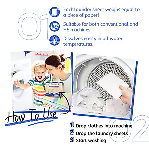 Laundry Detergent Sheets Up to 320 Loads, Fresh Linen - Great For Travel,Apartments, Dorms,CLEARALIF Laundry Detergent Strips Eco Friendly & Hypoallergenic (80 Sheets, Pack of 2)