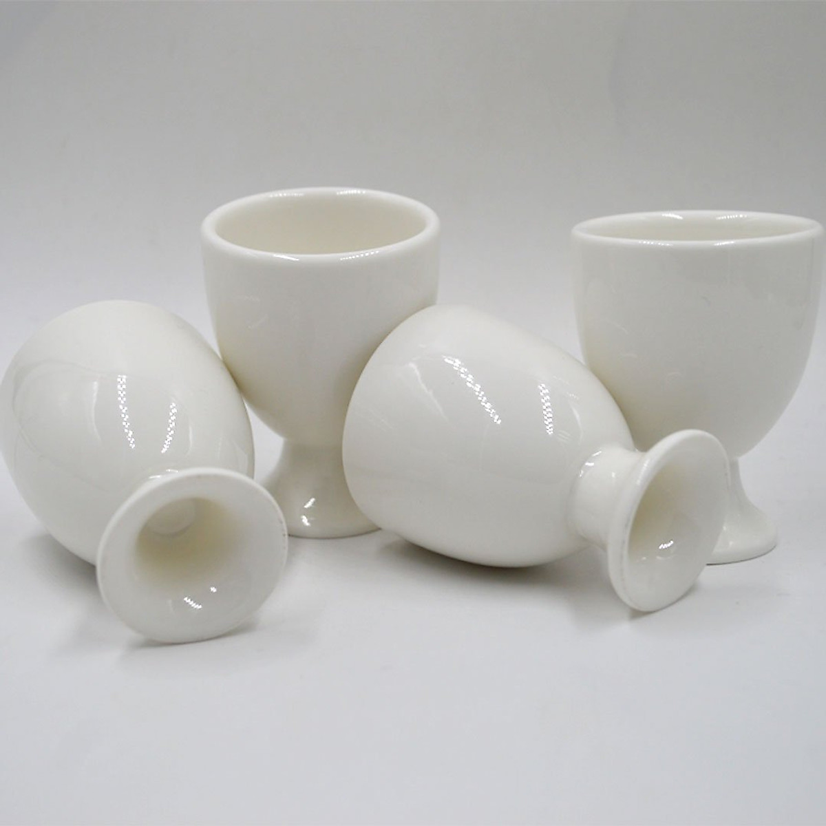 Goclothod Egg Cups, Set of 4 White Porcelain Egg Cup Serving Boiled Egg Holders