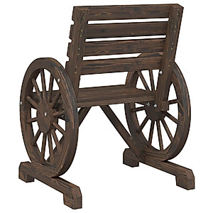 vidaXL Patio Chairs Set of 2 - Solid Wood Fir with Wagon Wheel Armrests - Assembly Required for Garden, Terrace, Outdoor Seating in Burnt Wood Finish
