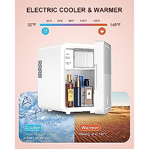 Skincare Fridge - Makeup Fridge With Dimmable LED Light Mirror, 4L Mini Fridge for Bedroom, Car, Office & Dorm, Cooler & Warmer, Portable Small Refrigerator for Cosmetics, Skin Care and Food, White