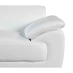 Blackjack Furniture 4571 Veal Collection 2 Piece Genuine Leather Sofa Set for Living Room, Modern Couch and Loveseat with Lumbar Support and Large Adjustable Headrests, 2+3 Seater, White