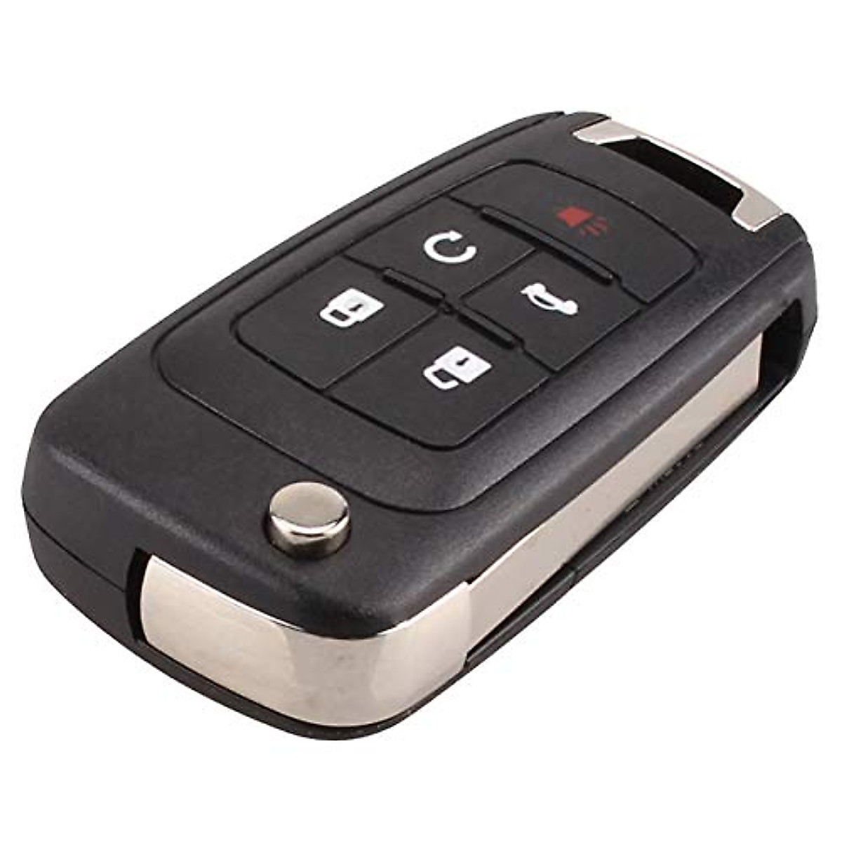 Flip Folding Replacement Key Fob Case Shell Fit for Chevy Camaro Cruze Equinox Impala Malibu Sonic Keyless Entry Remote Control Car Key Fob Cover (5 Buttons, Black)