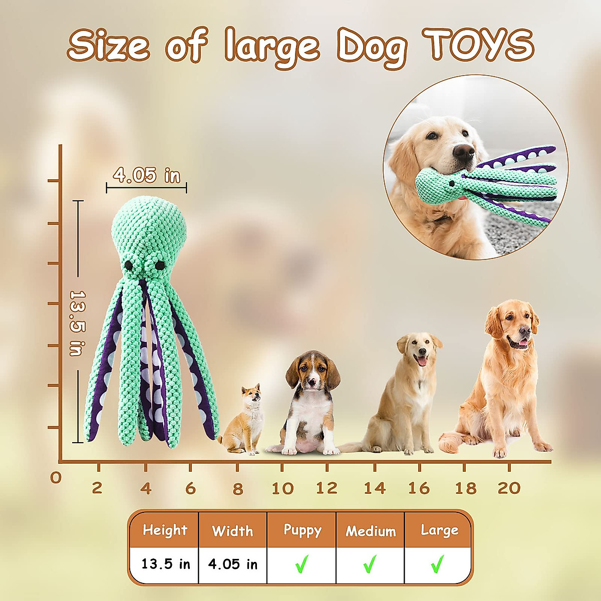 BAODANTECH Plush Dog Squeaky Chew Toys with Durable Soft for Large Dogs Breeds Pet for Aggressive Chewers,Squeaky Dog Chew Toys for Small, Medium, and Large Dog