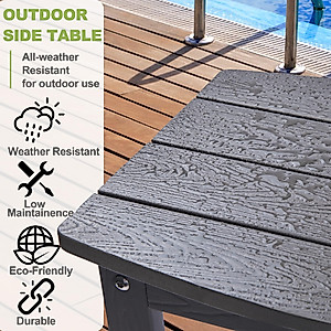 Y&M Outdoor Side Table, HIPS Adirondack Small Single Table, Waterproof Square Outside Table, Balcony Modern End Tables for Patio, Pool, Beach, Porch, Deck, Indoor or Outdoor Use (Dark Grey, 2 Pack)