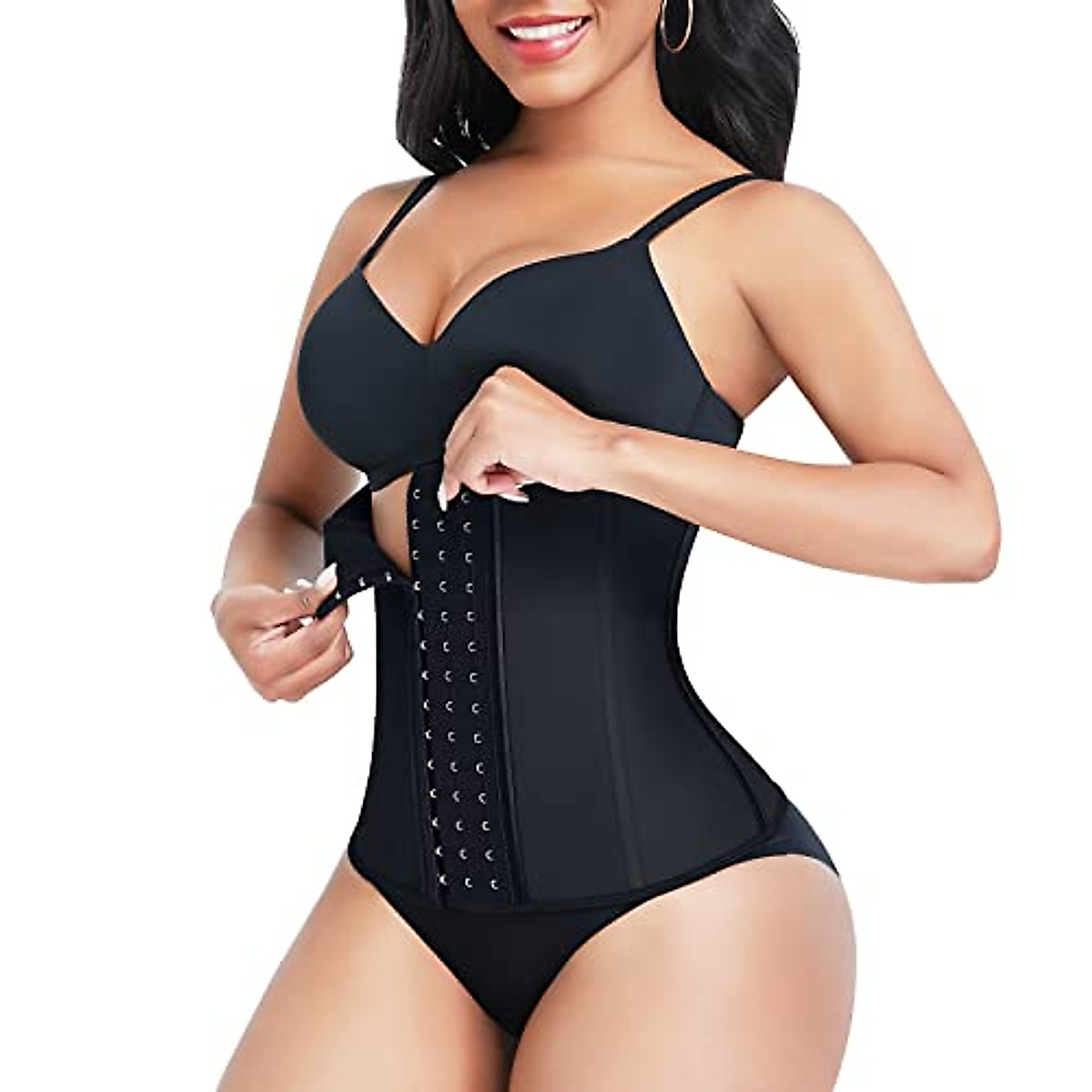 Lover-Beauty Waist Trainer for Women Latex Corsets Waist Cincher Workout Girdle Hourglass Body Shaper (Medium, Black)