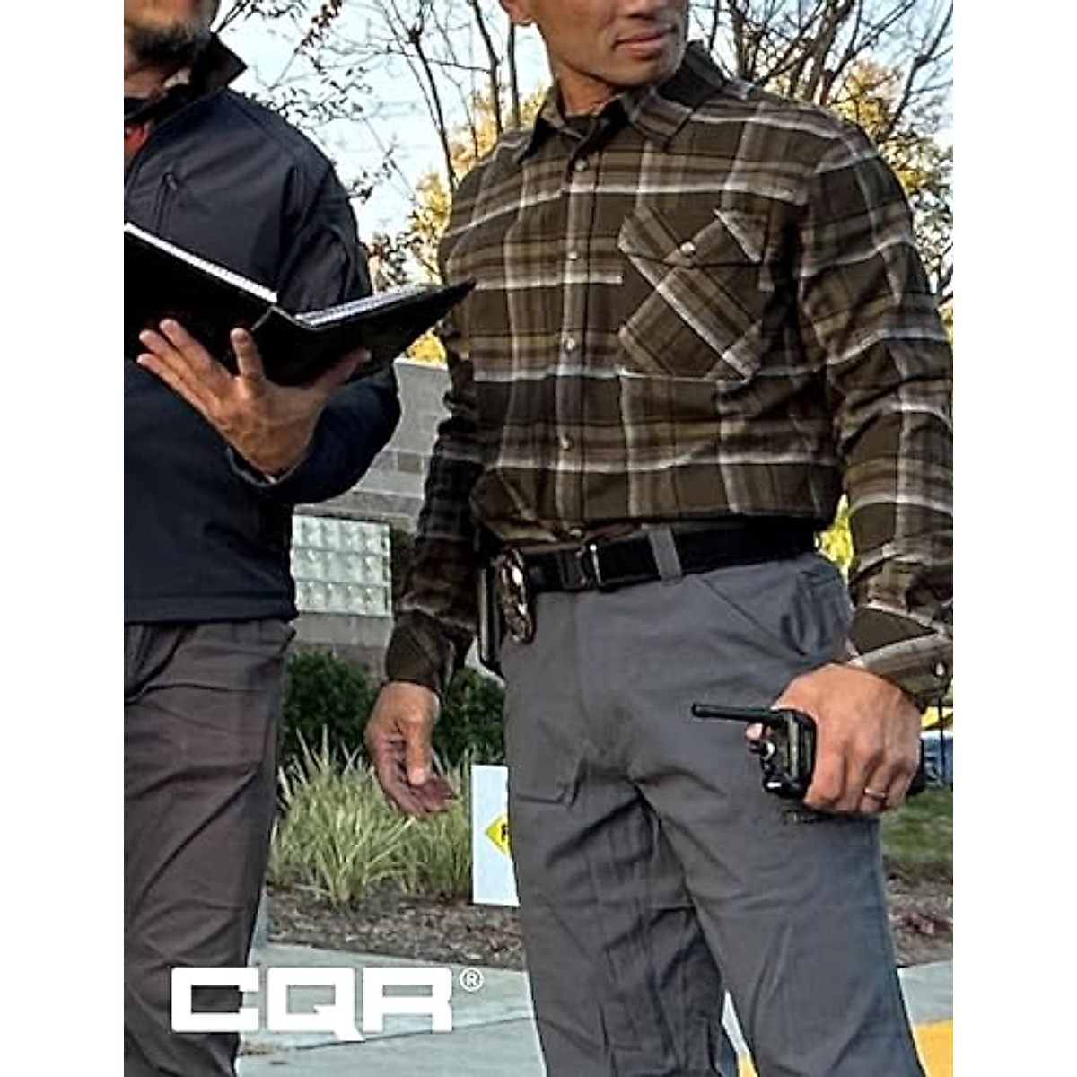 CQR Men's All Cotton Flannel Shirt, Long Sleeve Casual Button Down Plaid Shirt, Brushed Soft Outdoor Tactical Work Shirts, Plaid Hickory Green, Large