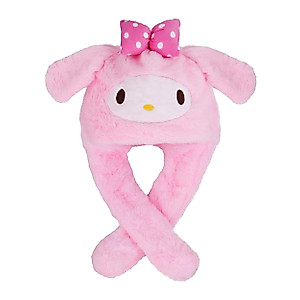 Roffatide Anime Melody Ear Moving Jumping Hat Fluffy Beanie Cap Soft Warm Winter Head Wear Cute Hats for Women Pink
