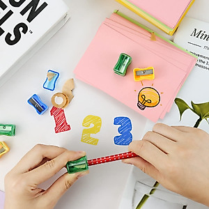 Faxco 96 PCS Coloured Plastic Pencil Sharpener，Kids Plastic Manual Pencil Sharpener with Cap Bulk Set，Plastic Manual Pencil Sharpener，Mini Handheld Sharpener with Lid