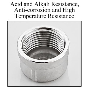 SEIWEI 304 Stainless Steel Pipe End Cap Fitting Round End Cap Female Threaded Snap Cap(DN25, 2 PCS)