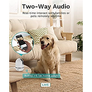 WUUK 4MP Indoor Security Camera, Pan Tilt Cam for Baby Monitor, Wi-Fi Home Security Pet Camera for Dog or Cat, Motion Detection & Tracking, Night Vision, 2-Way Audio, Compatible with Alexa & Google