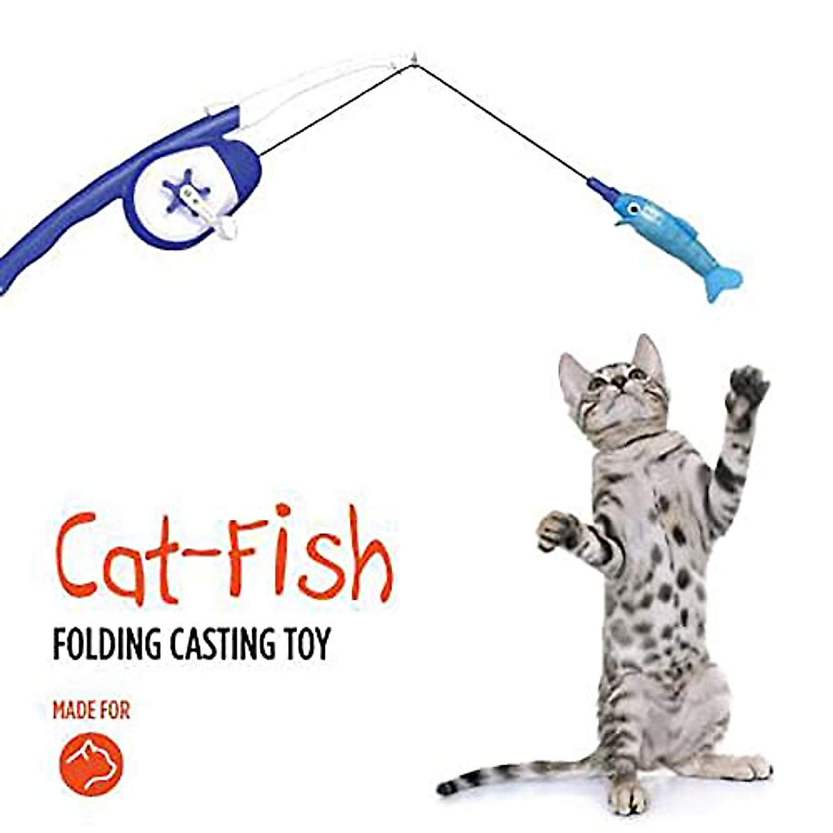 L'chic Cat Fishing Pole Teaser, Indoor Cat Interactive Fishing Wand Toy Pole, Pet Companion Toy, Cat Toys for Indoor Cats, Toy Fishing Pole, Gift Fish Cat Toy, Cat Must Haves for Play & Exercise