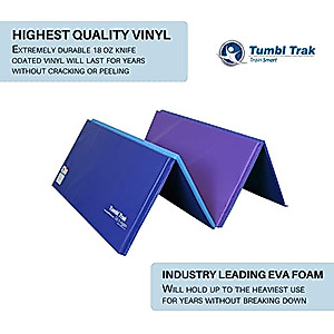 Tumbl Trak Gymnastics Folding Tumbling Panel Mat, 4ft x 8ft x 1-3/8in, Blueberry (G-824bb)
