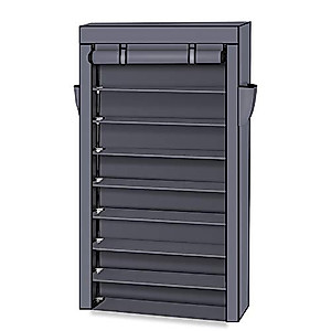 Shoe Storage Cabinet,10 Tiers 45 Pairs Shoe Rack with Dustproof Cover Organizer (Grey)