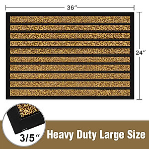 Amagabeli Outdoor Door Mats 36" x 24" Welcome Mats for Front Door Entrance Extra Outside Entryway Heavy Duty Doormat Rug Dirt Debris Mud Trapper Low Profile Washable Carpet BG040