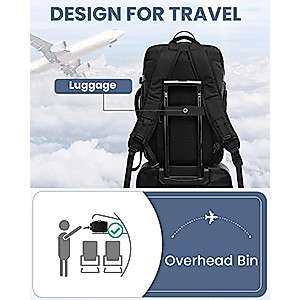 LOVEVOOK Carry on Backpack, Extra Large 35-50L Expandable Travel Backpack Airline Approved, Anti-Theft Waterproof Backpack for Travel, 18 Inch Laptop Backpack with USB Port for Men & Women