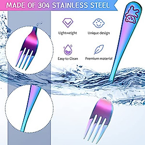 6 Pieces Kids Forks Rainbow Kids Cutlery Set Safe Children Forks Stainless Steel Small Kid Metal Forks Self Feeding Children Silverware Forks Kids Utensil Set for Kids Home and Preschools