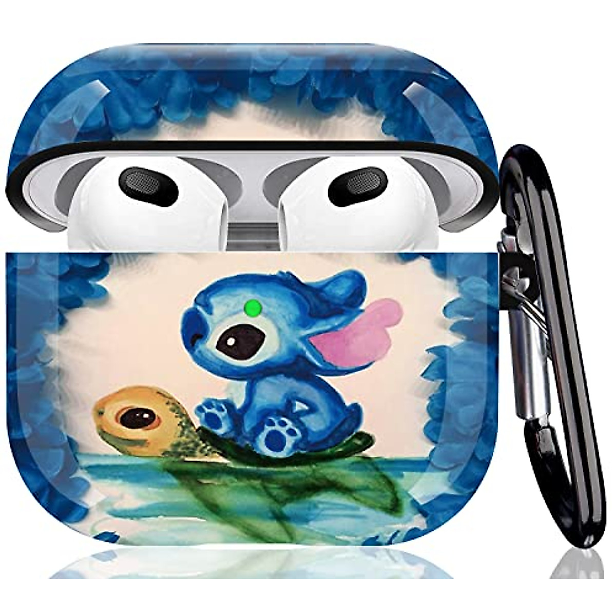 Airpods 3rd Generation Case (Not Fit Pro) - Wonjury Tortoise Protective Hard Airpods 3 Case Cover Women Girls with Keychain for Apple Airpod Gen 3 (2021) Charging Case, Stitch/Turtle
