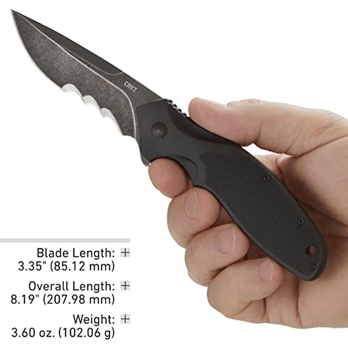 CRKT Shenanigan Black with Veff Serrations Everyday Carry, Serrated Edge Blade, Veff Serrations, Liner Lock, Glass Reinforced Nylon Handle, Pocket Clip K800KKP