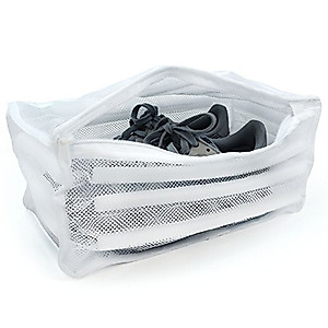 HANGERWORLD Medium Mesh Net Wash Bag - Padded to Protect Sneakers/Shoes Washing Machine Friendly - White, 3.5inch x 7.4inch