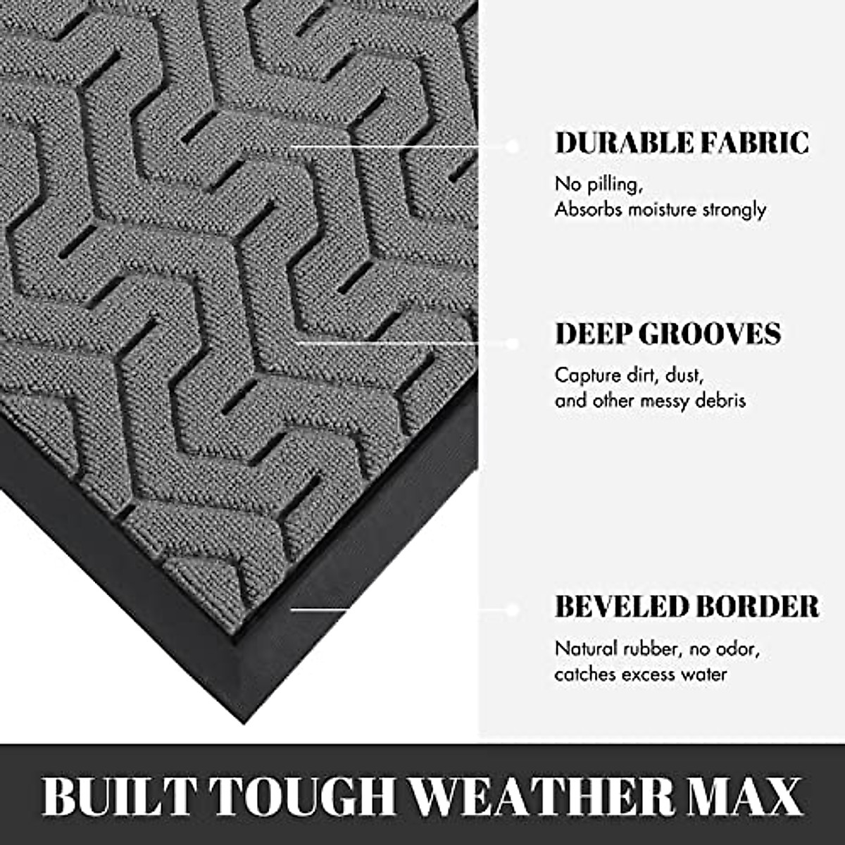 Yimobra Door Mat, All-Season Outdoor Indoor Durable Doormat for Home Entrance Floor, Heavy Duty Non Slip Front Door Mats Outdoor, Easy to Clean, Garage and Garden, 29.5 x 17 Inch, Grey