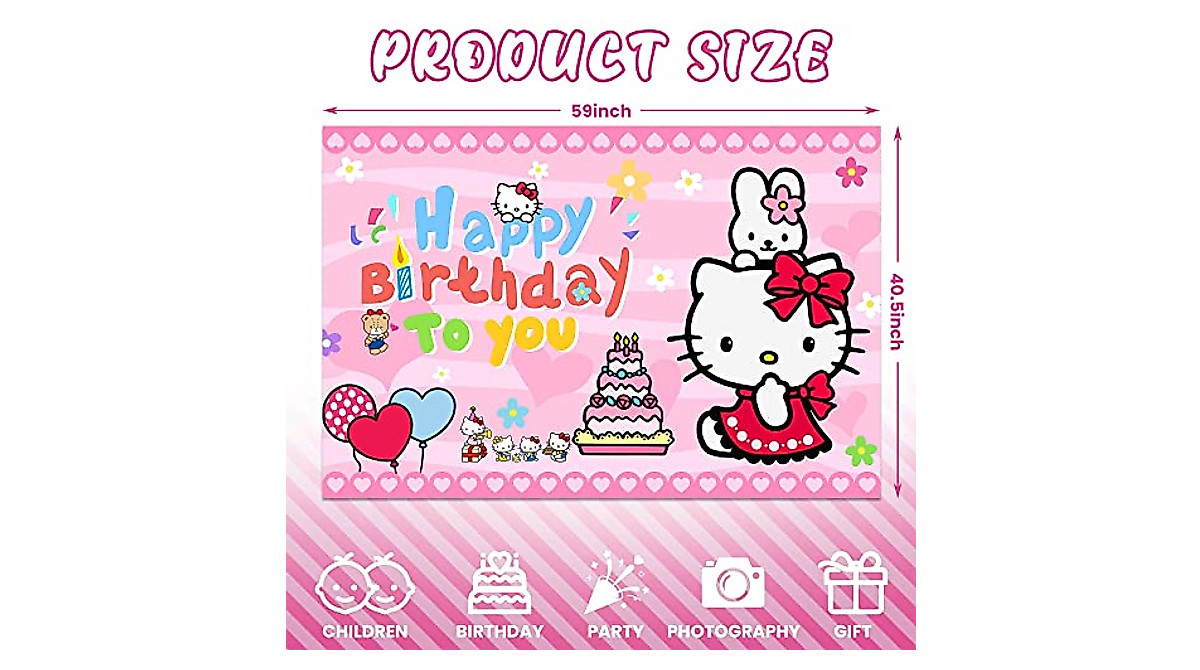 Happy Birthday Kitty Party Backdrop | Girls & Baby Shower Decor