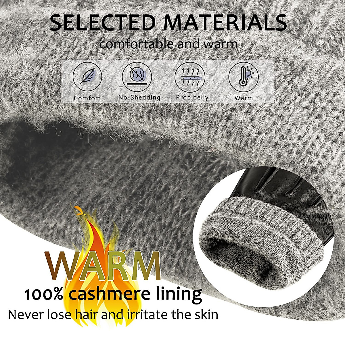 EGSSHOP Winter Warm Genuine Leather Gloves, Cashmere Lined Driving Motorcycle Gloves for Men