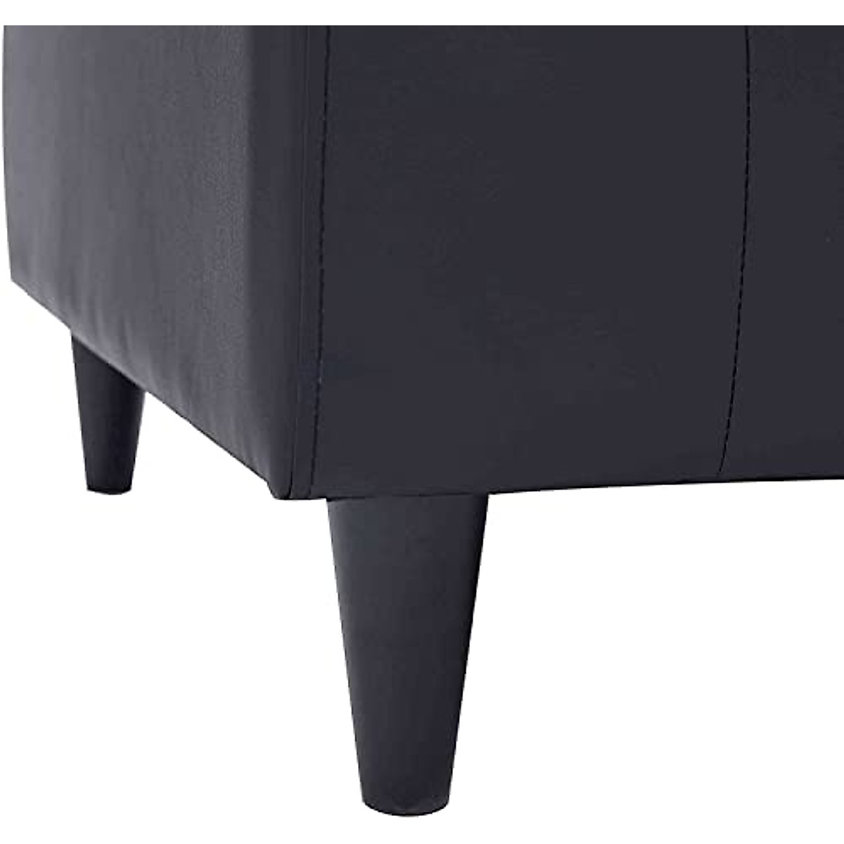 DNYN Modern PU Leather Sofa, Upholstered 3-Seater Couch w/Solid Frame and Wood Legs for Home or Office, Black