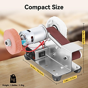 CAMXTOOL Mini Belt Sander - Power Belt Sanders, Small Bench Belt Sander Machine,7 Gear Adjustable Speed Electric Belt Sander for Metal Working, Knife Making Kits, Knife Grinder, DIY Woodworking,