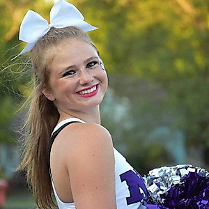 WillingTee 20Pcs 8" Large Cheer Bows for Girls Ponytail Holder Grosgrain Ribbon Cheerleading Bows Elastic Hair Tie Bands for Baby Girls School Colleage Teens Senior Cheerleader