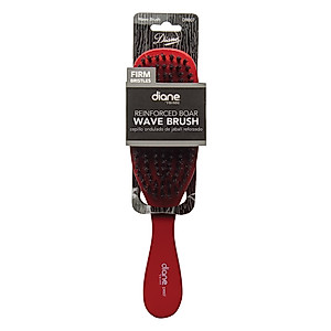Diane Wave Firm Brush #9007 Red - Boar Bristles, Reinforced for Detangling Hair of All Types and Lengths (Short, Thick, Long, Straight, Wavy), Knot-Removing Detangler, Unisex