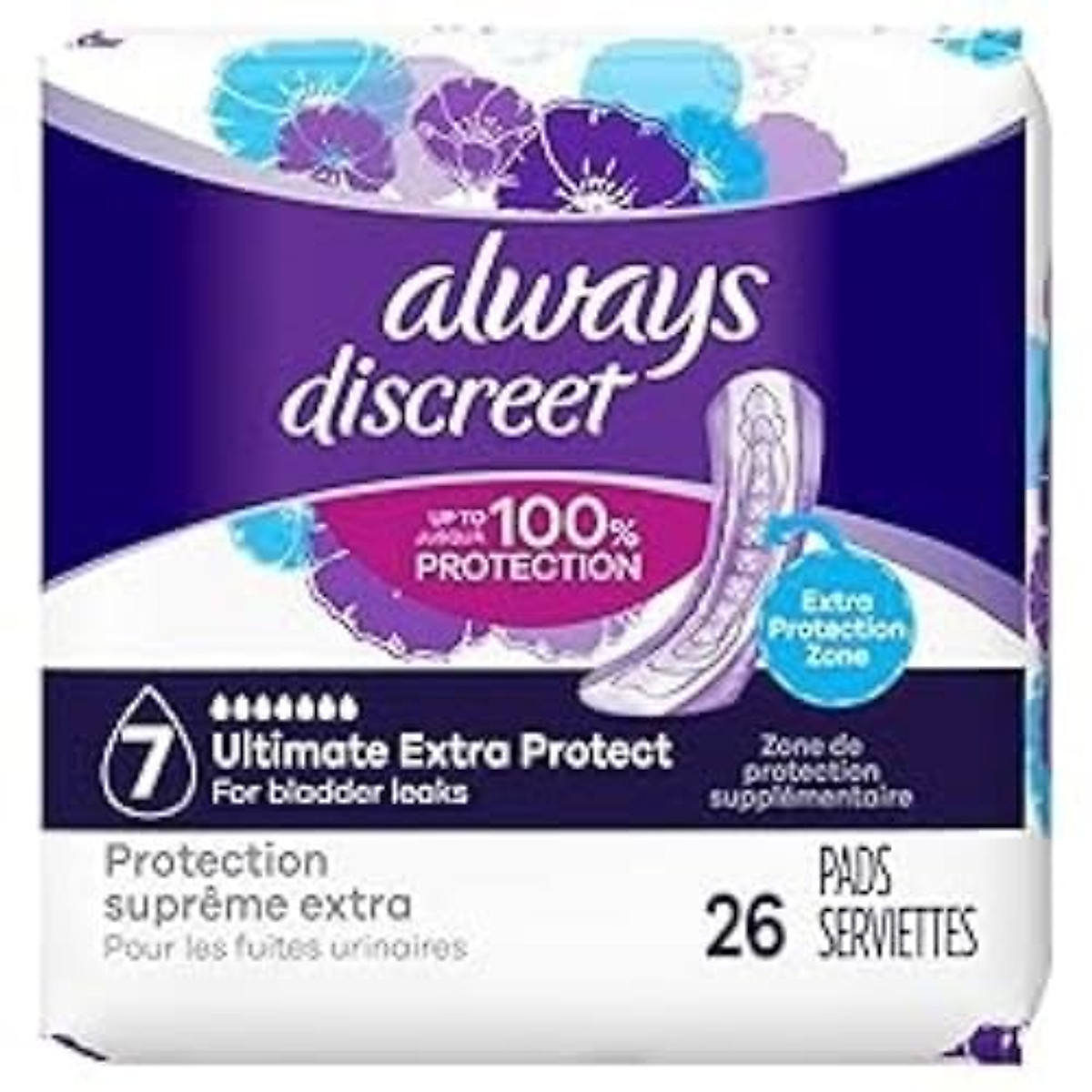 Always Discreet Adult Incontinence Pads for Women, Maximum Absorbency, Long Length, 39 Count x 3 Packs (117 Count total)