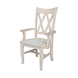 IC International Concepts Double X-Back Arms Dining Chairs, Height, Unfinished