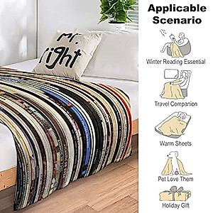 Classic Rock Vinyl Records Flannel Fleece Throw Blankets 50"X40" Lightweight Fluffy Winter Fall Blanket Cozy Soft Fuzzy Plush Home Decor for Couch Bed Sofa Bedroom Living Room Travel